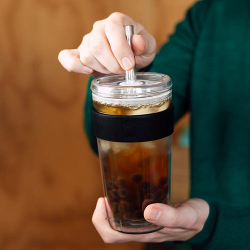 KeepCup Cold Cup Longplay | Boba Straw Glass Cup | Black